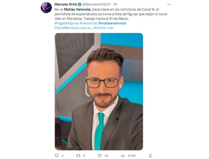 Matías Valencia abandona Canal 9 Televida y es el tercer periodista que ...