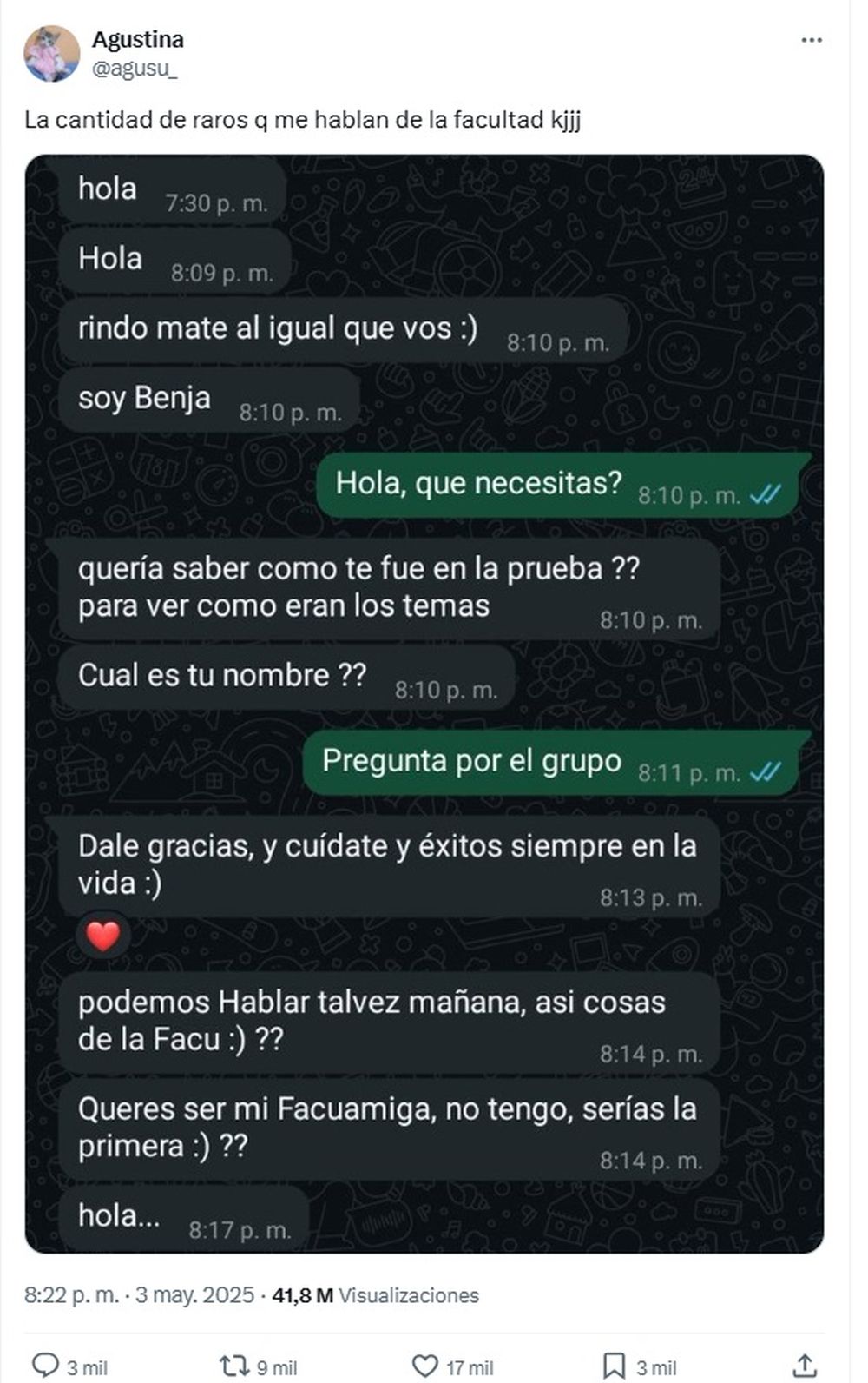 Facuamiga: los divertidos memes por el WhatsApp de Benja que encendió un debate inesperado