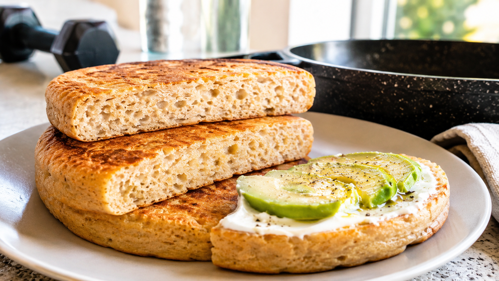 Pan proteico hecho en sartén en 4 minutos, ideal para desayunar antes ...