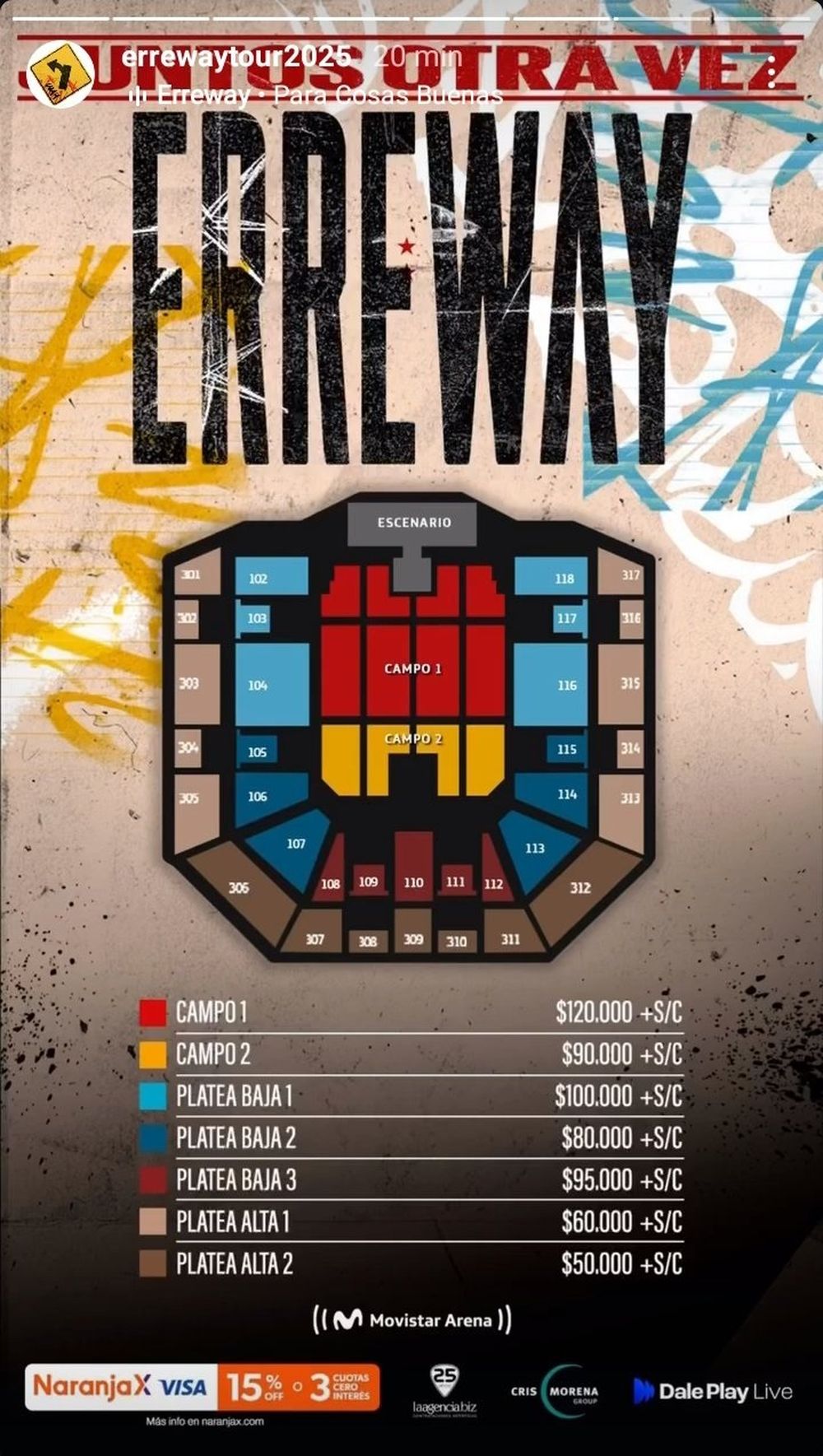 Entradas para Erreway en el Movistar Arena: precios y dónde comprar