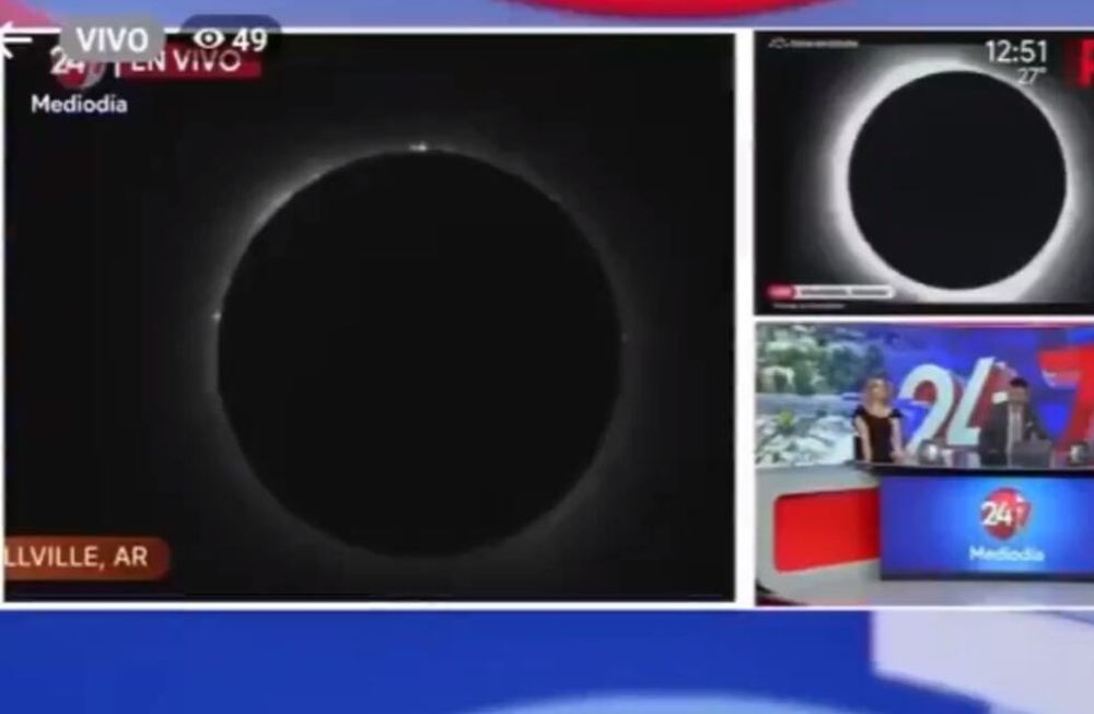 Insólito: un noticiero mostraba el eclipse solar y un video inapropiado se coló en vivo