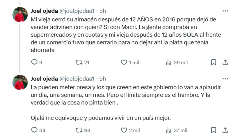Joel Ojeda, ex Gran Hermano, habló de la condena a Cristina Kirchner y ...
