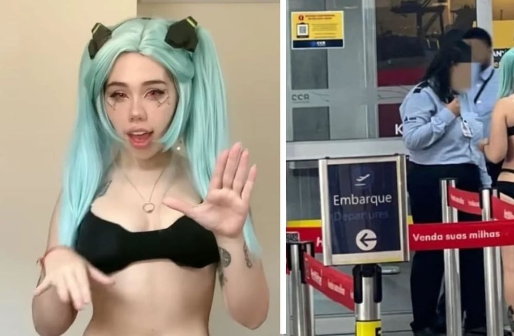 A una influencer brasileña no la dejaron abordar un avión por su cosplay de microvestimenta