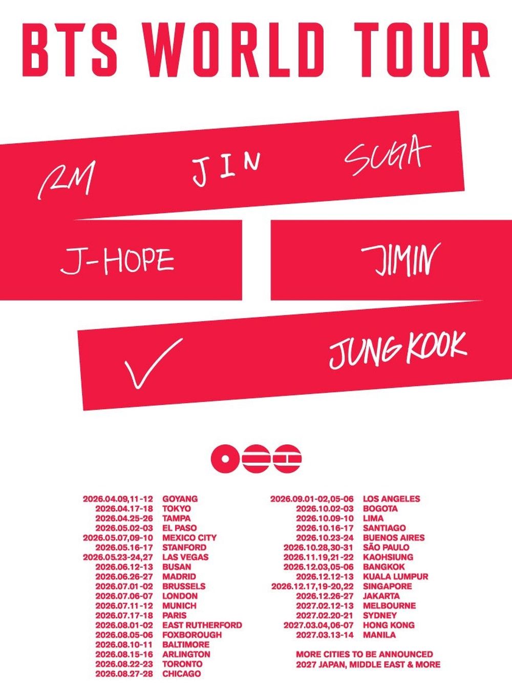 BTS en Argentina 2026: las fechas confirmadas para su nuevo tour
