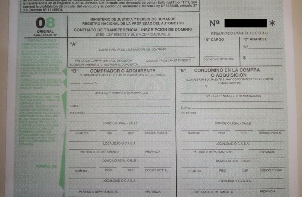 Así es el nuevo formulario 08 para transferir un vehículo