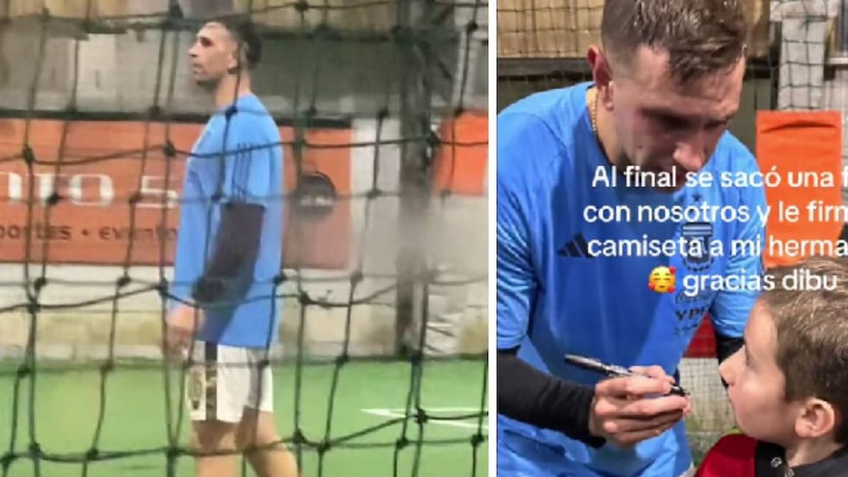 Fue a ver al Dibu Martínez a un partido de fútbol 5, lo esperó hasta el final y se llevó un ...