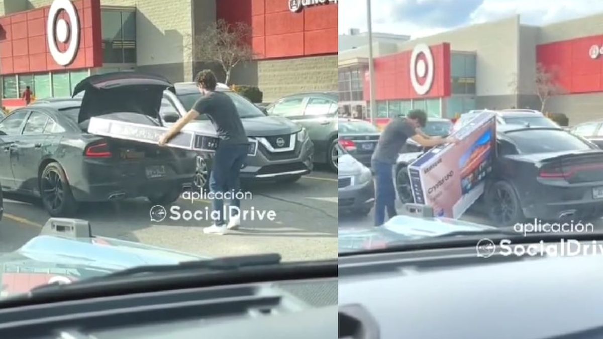 Video: no podía meter su enorme televisor al auto y resolvió el ...