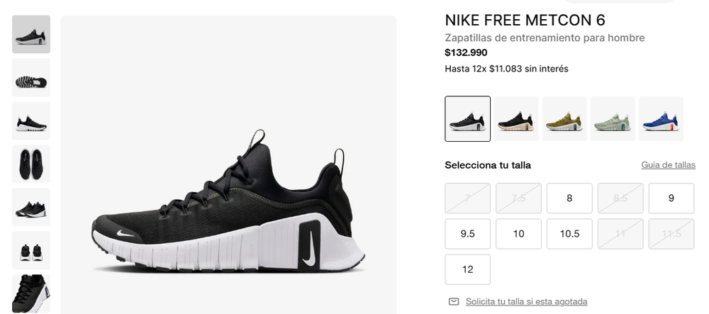 Sorpresa por los precios en Chile: cuánto cuestan unas zapatillas Nike Free Metcon 6