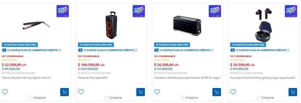 CyberMonday 2025: Carrefour liquida electrodomésticos con 2x1 desde $21.000