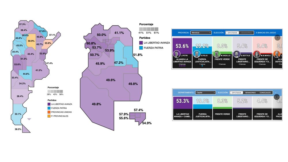 Elecciones legislativas 2025: mirá todos los gráficos y mapas de resultados en Mendoza y Argentina