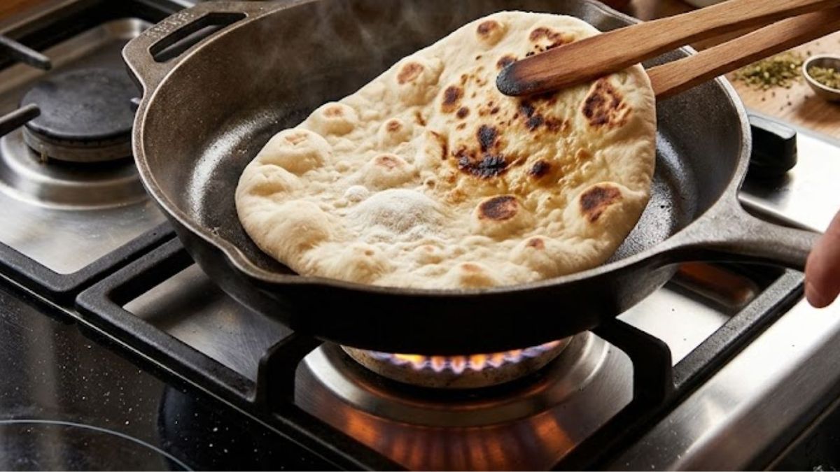 Pan liviano hecho en sartén en 15 minutos, ideal para una cena saludable
