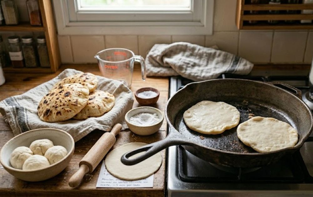 Pan casero en sartén en menos de 20 minutos y con solo 3 ingredientes ...