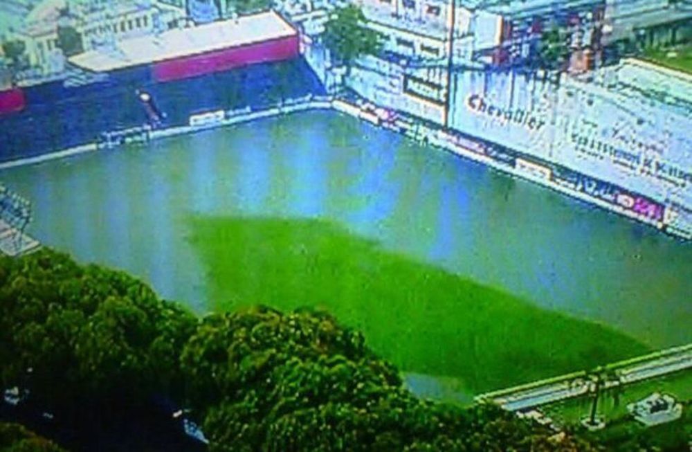 La impactante imagen de la cancha de Defensores de Belgrano inundada